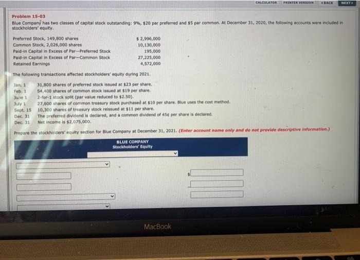 Solved CALCULATOR PRINTER VERSION BACK NEXT Problem 15-03 | Chegg.com