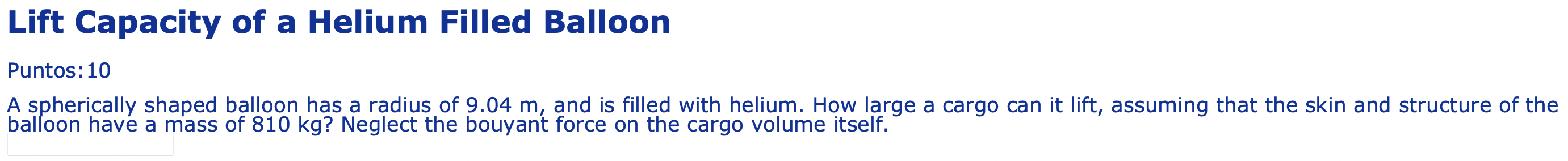 Lift Capacity of a Helium Filled BalloonPuntos:10A | Chegg.com