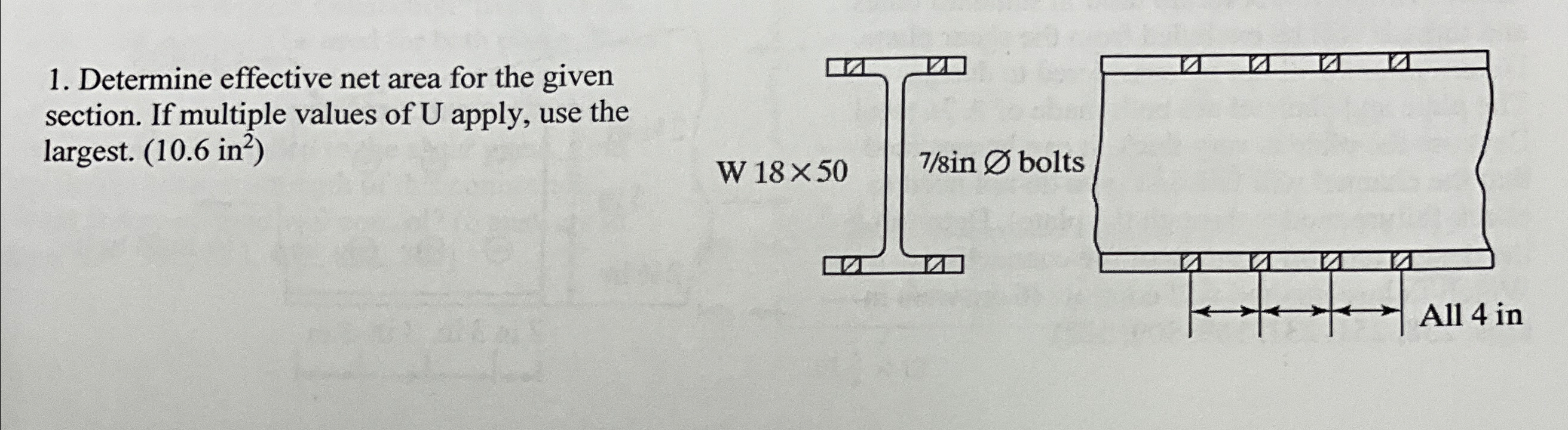 Solved Determine effective net area for the given section. | Chegg.com