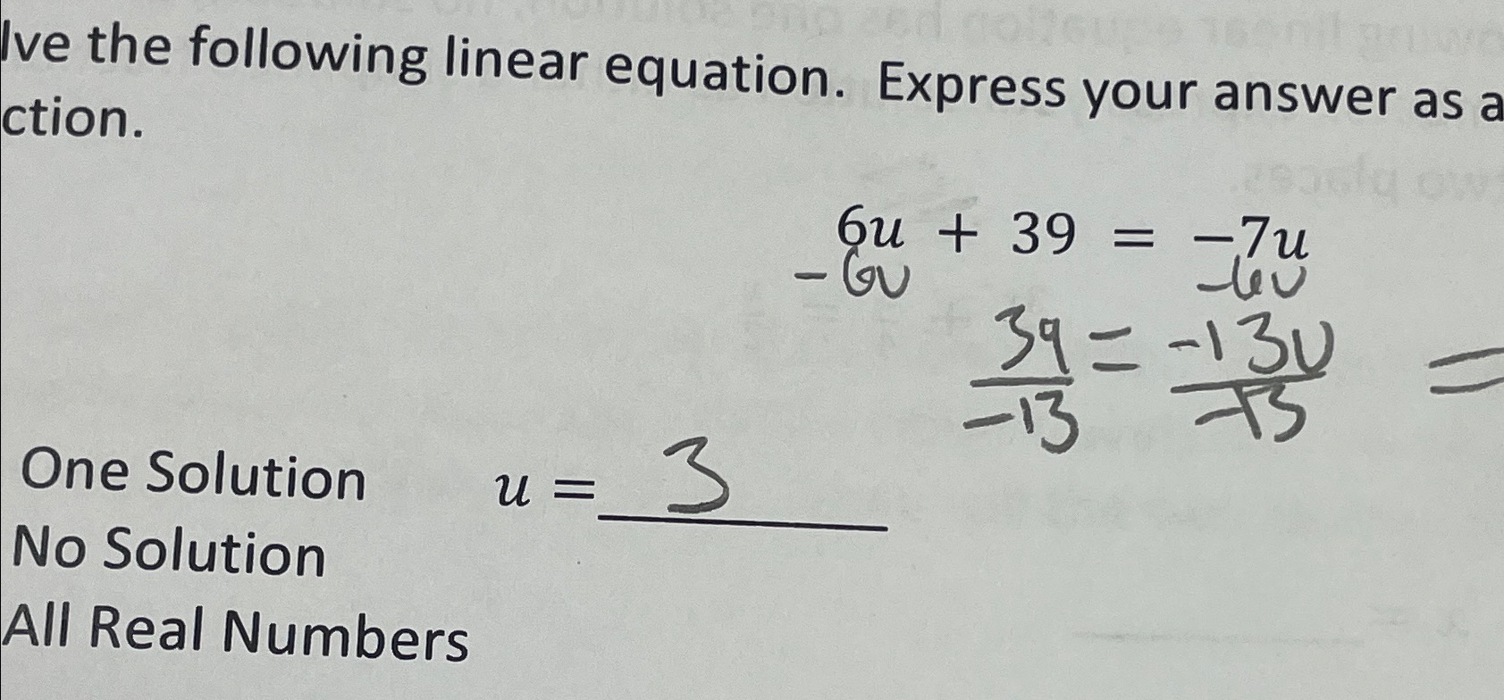 Solved Ive the following linear equation. Express your | Chegg.com