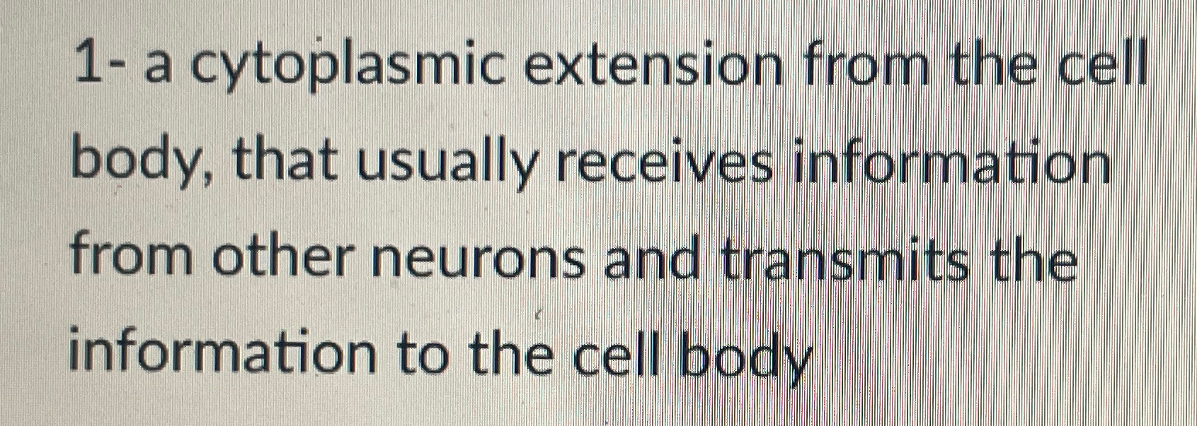 Solved 1- ﻿a cytoplasmic extension from the cell body, that | Chegg.com