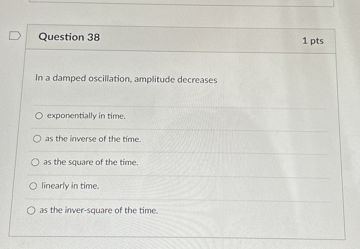 Solved Question 381 ﻿ptsIn a damped oscillation, amplitude | Chegg.com