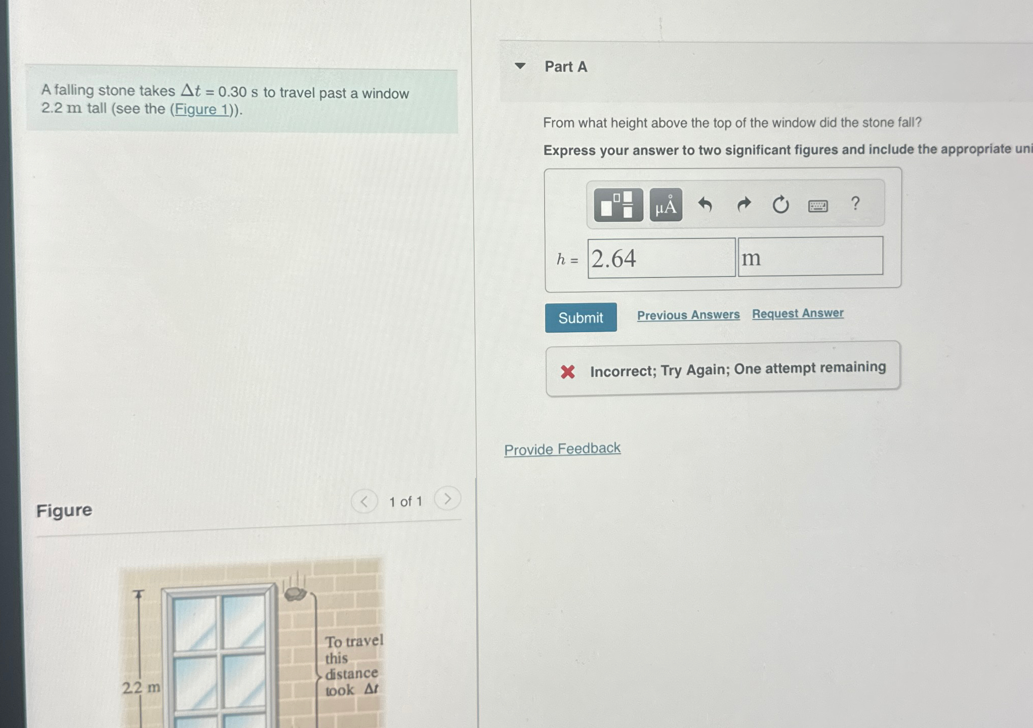 Solved A falling stone takes Δt=0.30s ﻿to travel past a | Chegg.com