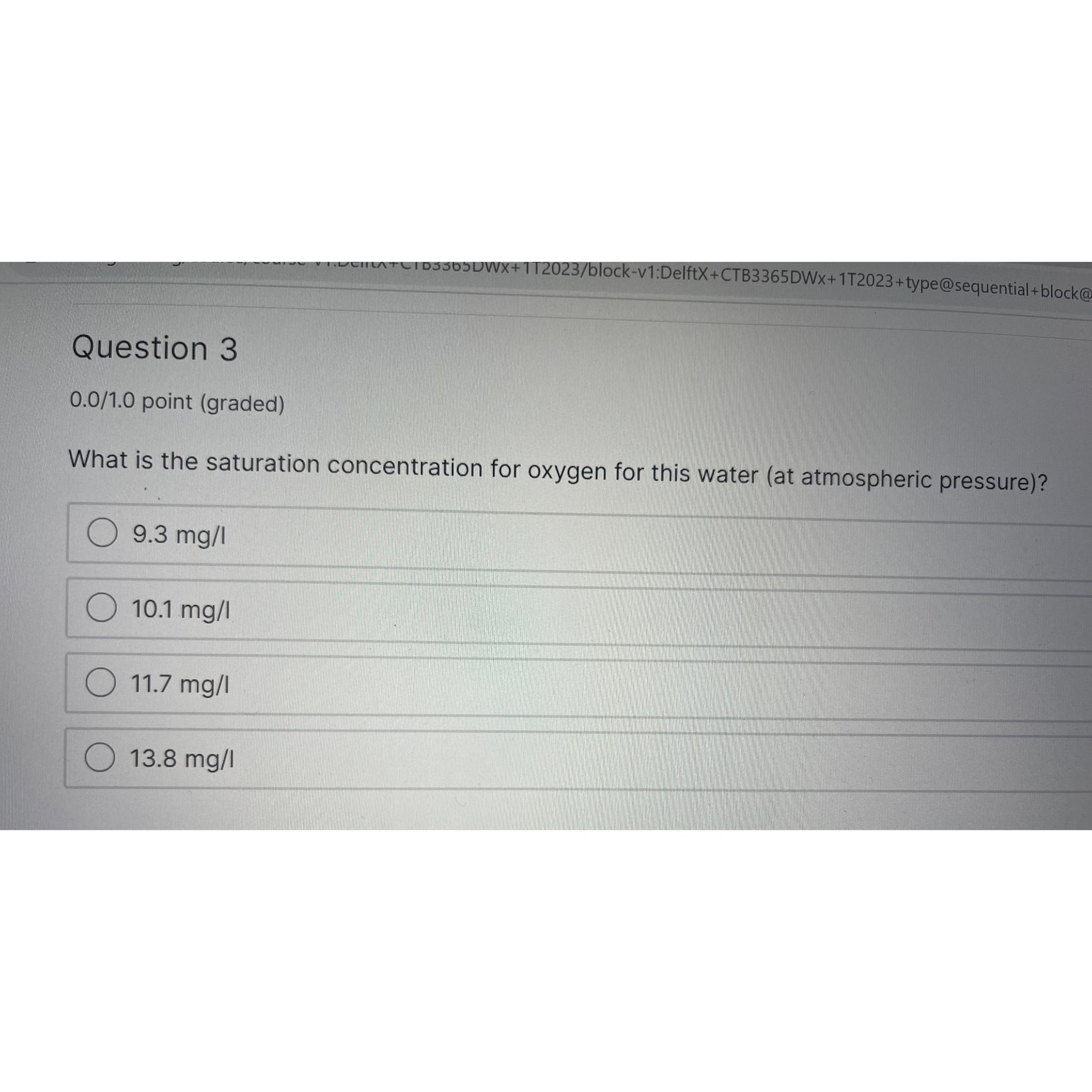 Solved What is the saturation concentration for oxygen for | Chegg.com