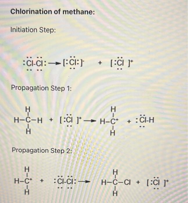 Solved Chlorination of methane: Initiation Step: | Chegg.com