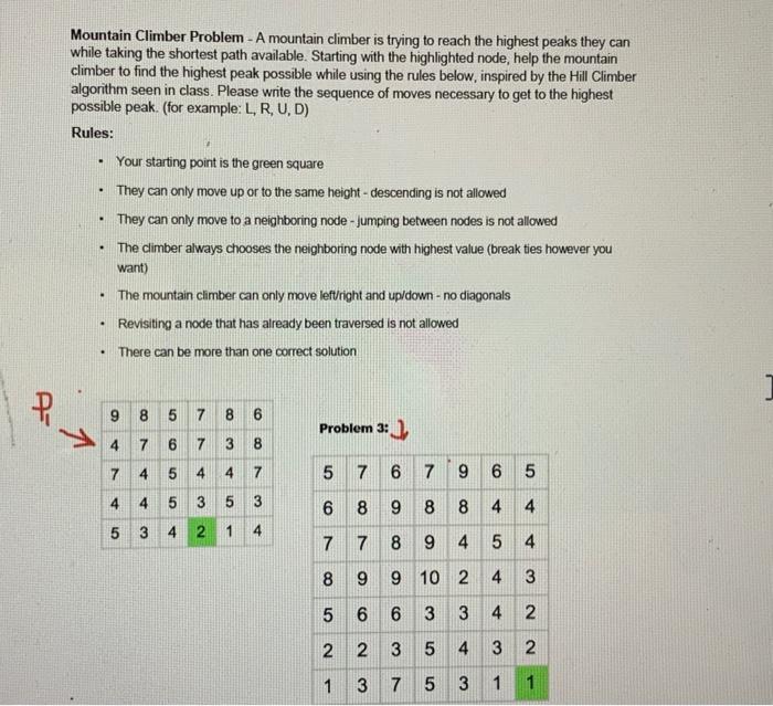 Mountain Climber Problem - A mountain climber is | Chegg.com