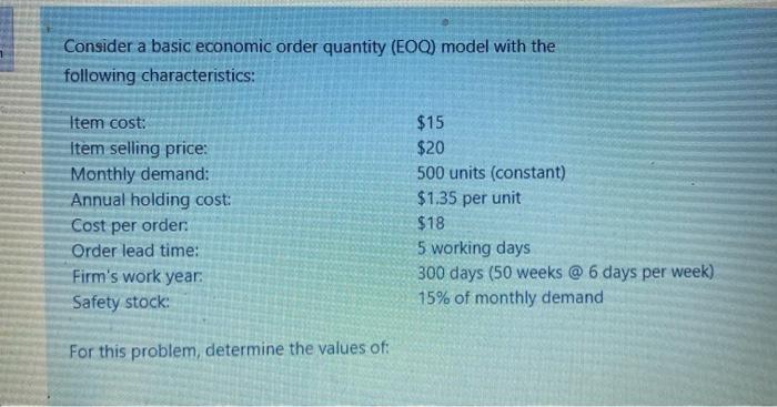 Solved Q* the optimal order quantity and reorder point. | Chegg.com
