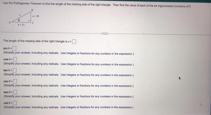 Solved Use the Pythagorean Theorem to find the length of the | Chegg.com