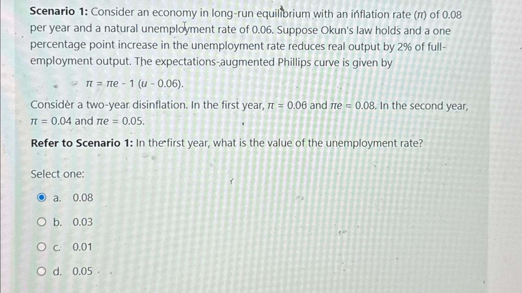 Solved Scenario 1: Consider an economy in long-run | Chegg.com