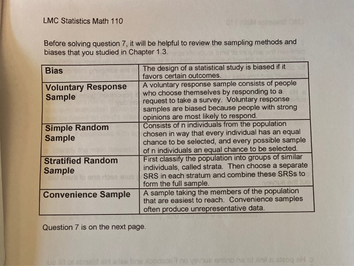Solved LMC Statistics Math 110 5. Flawed reasoning. Identify | Chegg.com