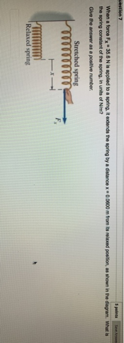 Solved uestion 7 5 points Saveuwe When a force Fx - 35.6 N | Chegg.com Solved uestion 7 5 points Saveuwe When a force Fx - 35.6 N | Chegg.com