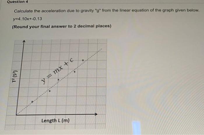 Solved Question 4 Calculate the acceleration due to gravity | Chegg.com