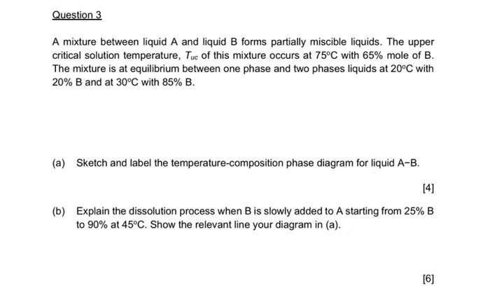 Solved A mixture between liquid A and liquid B forms | Chegg.com