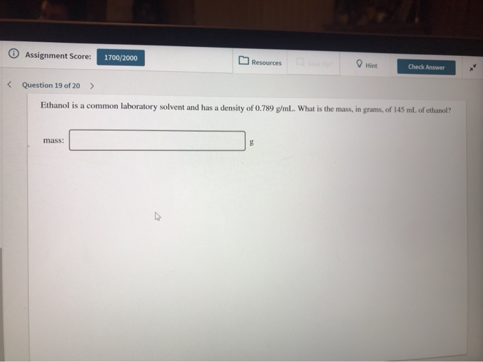 Solved Assignment Score: 1700/2000 Resources Hint Check | Chegg.com