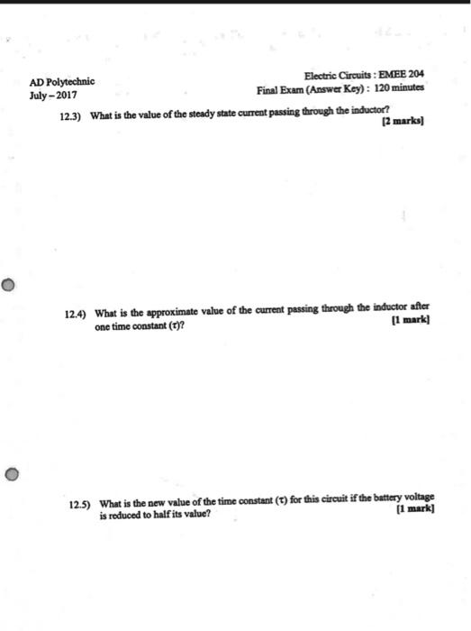 Solved 12) Answer the sub-questions for the RL circuit shown | Chegg.com