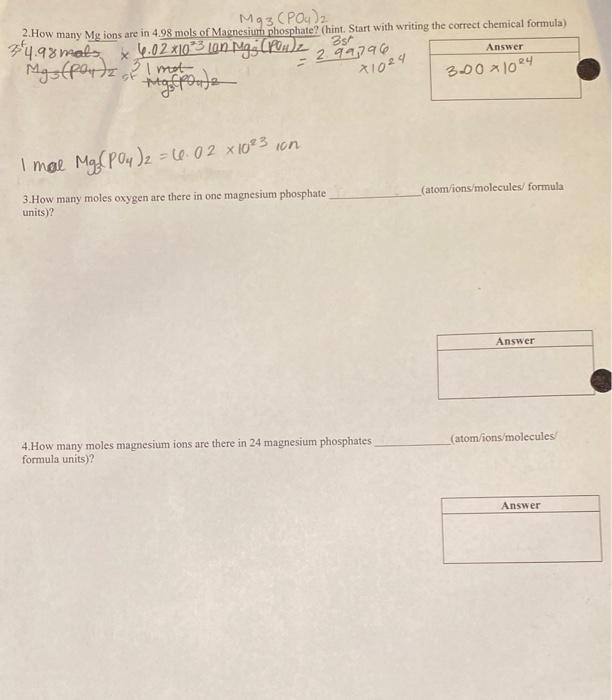 Solved 3. How many moles oxygen are there in one magnesium | Chegg.com