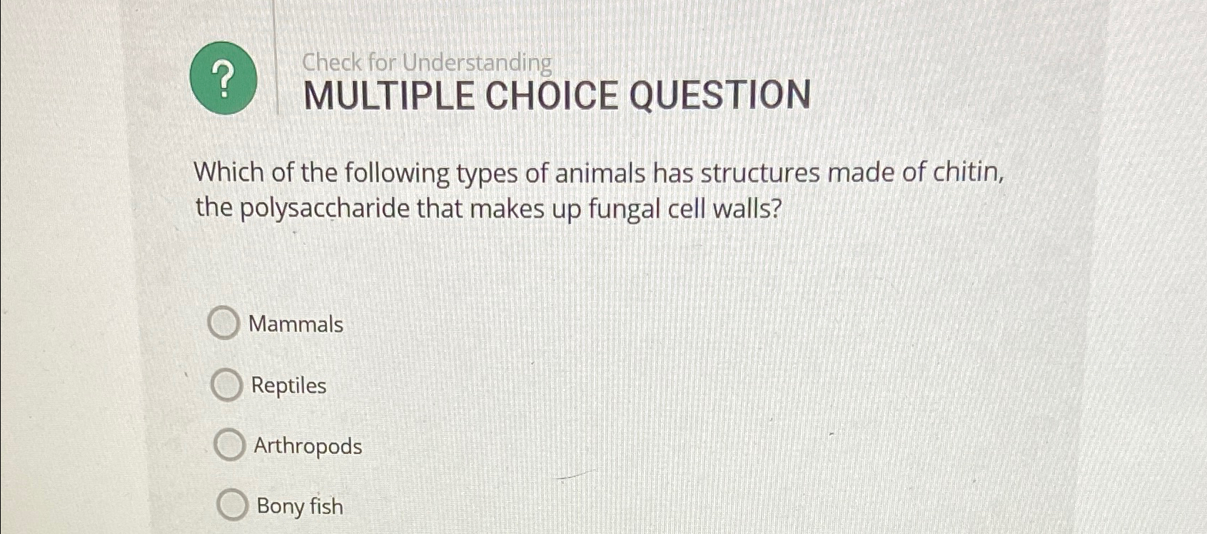 Solved ?Check for UnderstandingMULTIPLE CHOICE QUESTIONWhich | Chegg.com