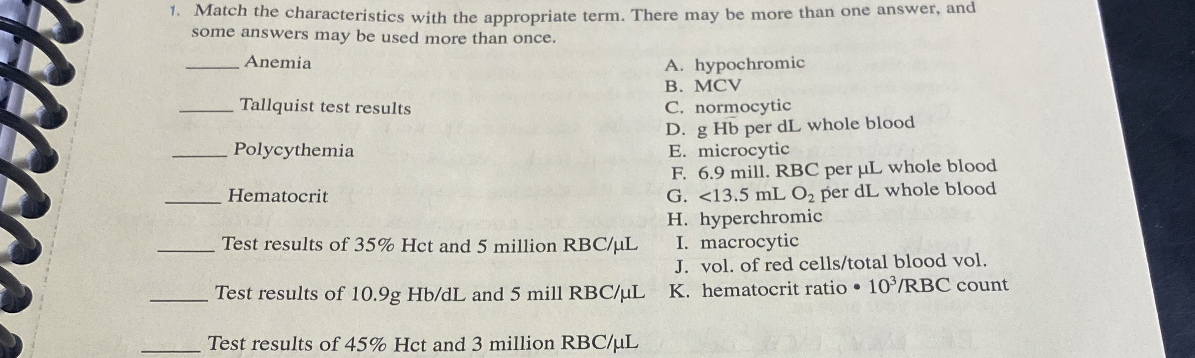 Solved Match the characteristics with the appropriate term. | Chegg.com