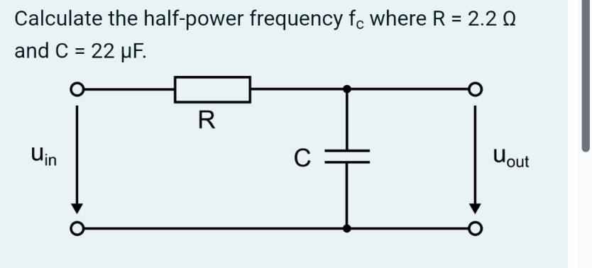 Solved Calculate the half-power frequency fc ﻿where R=2.2Ω | Chegg.com