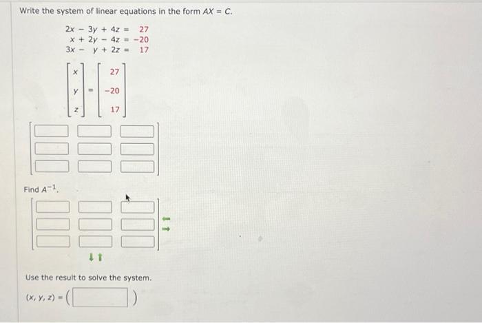 Solved Write the system of linear equations in the form | Chegg.com