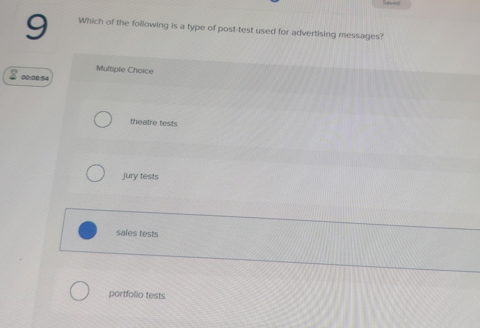 Solved Saved9Which of the following is a type of post-test | Chegg.com