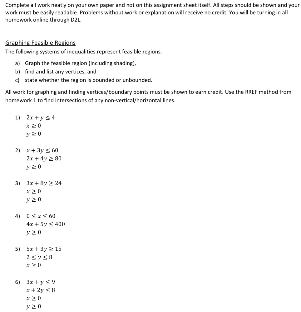 Complete all work neatly on your own paper and not on | Chegg.com