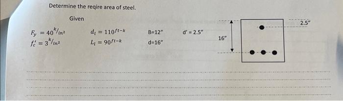Solved Determine the reqire area of steel. Given [ | Chegg.com