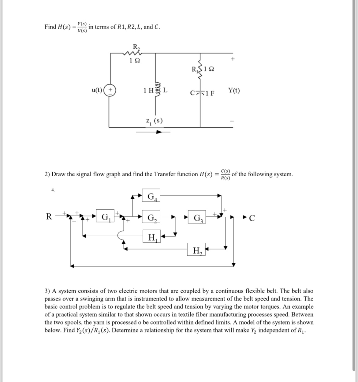 Solved Find the equivalent transfer function, T(s)=CsR(s), | Chegg.com