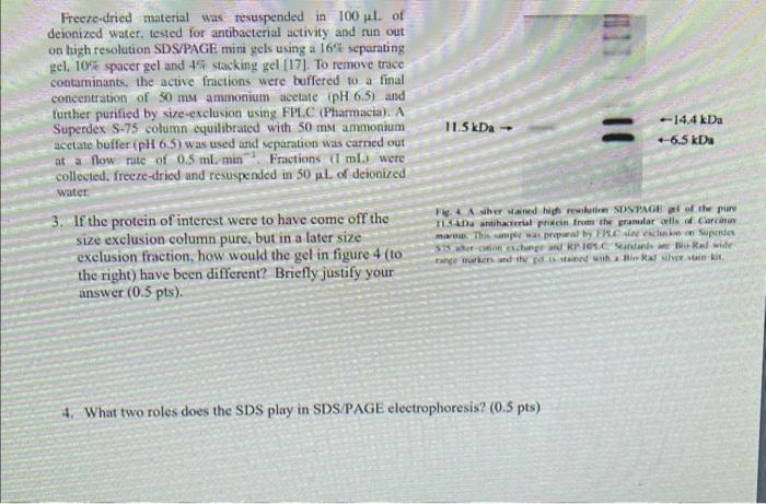 Solved Freere-dried material was resuspended in 100μJ. of | Chegg.com