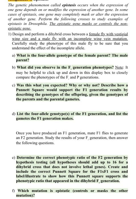 Solved The genetic phenomenon called epistasis occurs when | Chegg.com