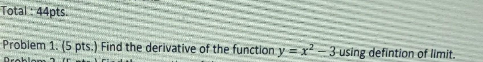 Solved Problem 1. (5 pts.) Find the derivative of the | Chegg.com