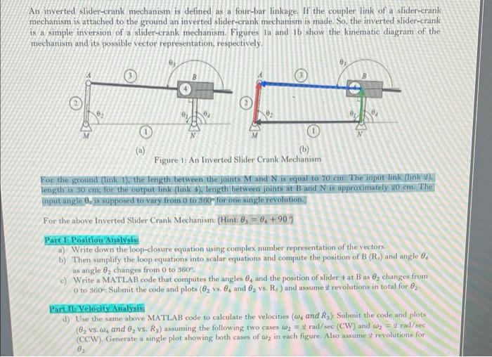 Solved An inverted slider-crank mechanism is defined as a | Chegg.com