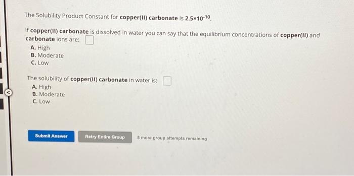 Solved The Solubility Product Constant for copper(II) | Chegg.com