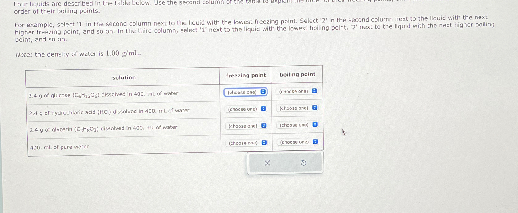 Solved order of their boiling points.For example, select | Chegg.com