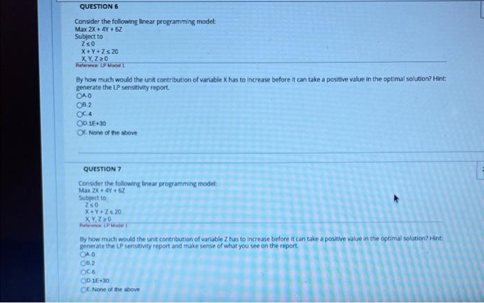 Corader the followng linear programming model | Chegg.com