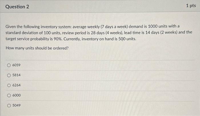 Solved Given the following inventory system: average weekly | Chegg.com