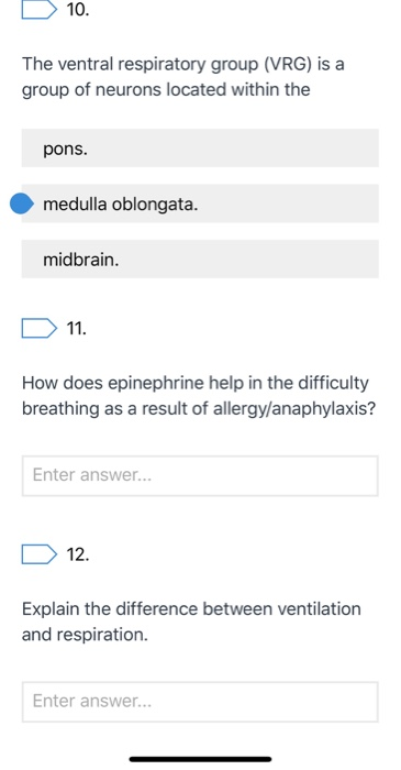 Solved 10. The ventral respiratory group (VRG) is a group of | Chegg.com