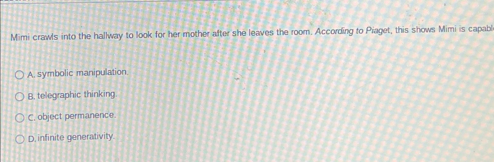 Solved Mimi crawls into the hallway to look for her mother | Chegg.com