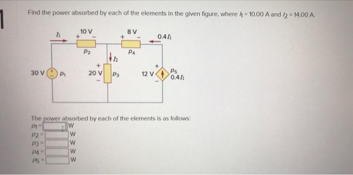 Solved Find the power absorbed by each of the elements in | Chegg.com