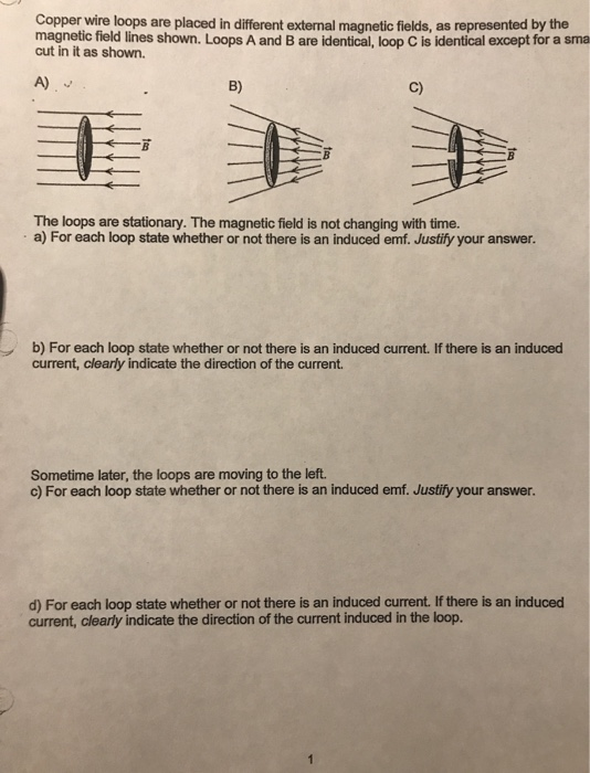 Solved Copper wire loops are placed in different external | Chegg.com
