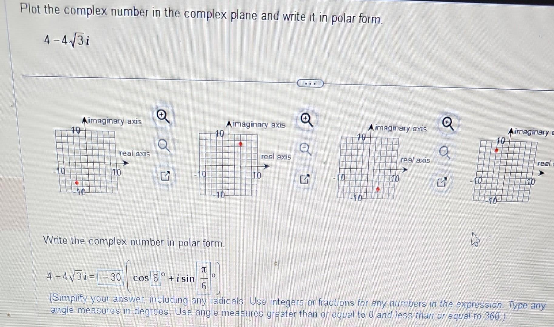 Solved please help me write the complex number in polar form | Chegg.com