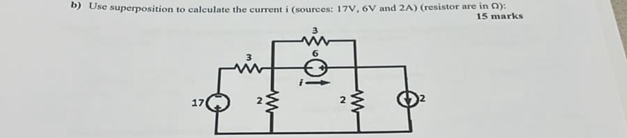 Solved b) ﻿Use superposition to calculate the current i | Chegg.com