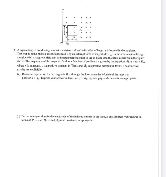 Solved 3. A square loop of conducting wire with resistance R | Chegg.com