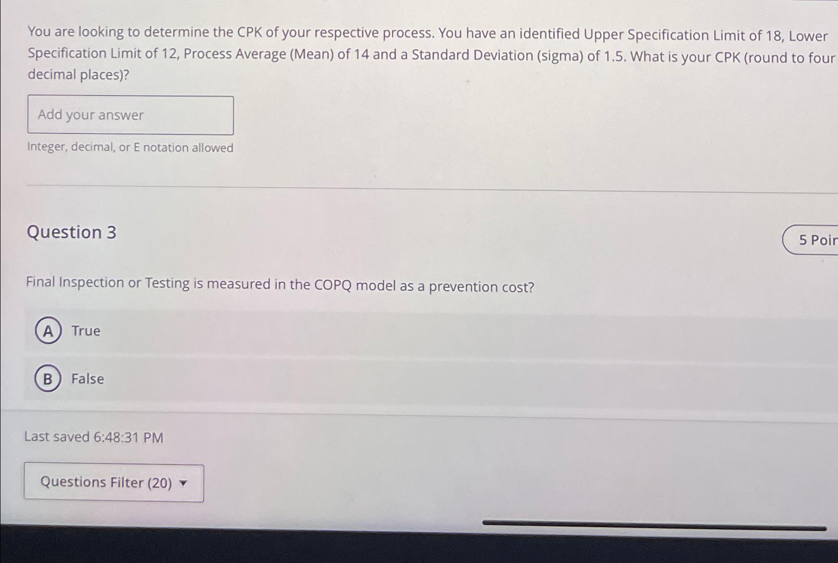 Solved You are looking to determine the CPK of your | Chegg.com