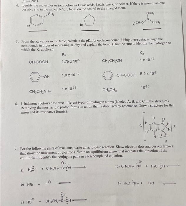 Solved 4. Identify the molecules or ions below as Lewis | Chegg.com