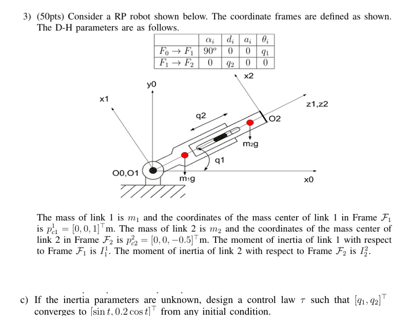 Solved (50pts) ﻿Consider a RP robot shown below. The | Chegg.com