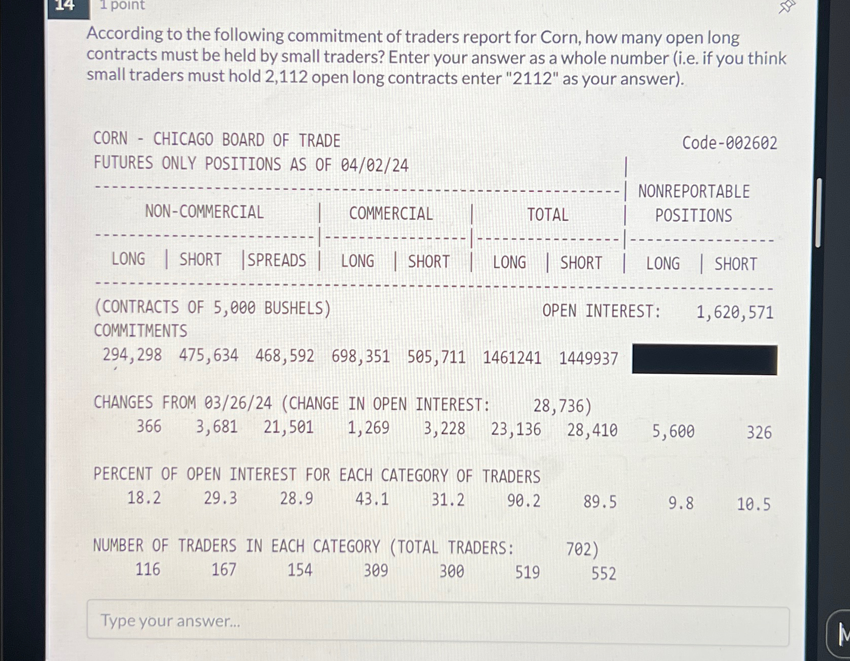 Solved According to the following commitment of traders | Chegg.com