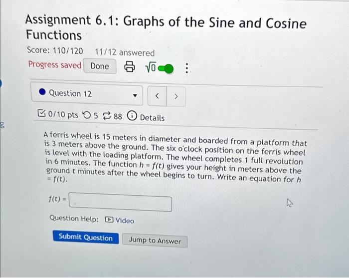 Solved Assignment 6.1: Graphs of the Sine and Cosine | Chegg.com