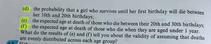 Solved 4.7. The abridged life table data in Table 4E.4 refer | Chegg.com