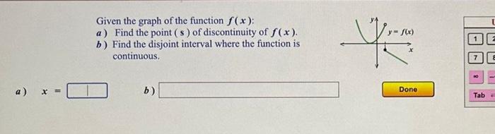 Solved Given the graph of the function f(x) : a) Find the | Chegg.com